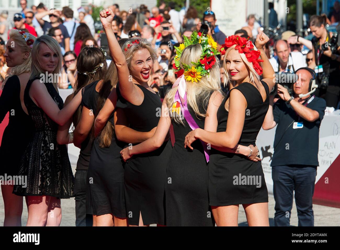 Femen activists with Director Kitty Green, Inna Shevchenko and Sasha Shevchenko attending 'Sacro ...