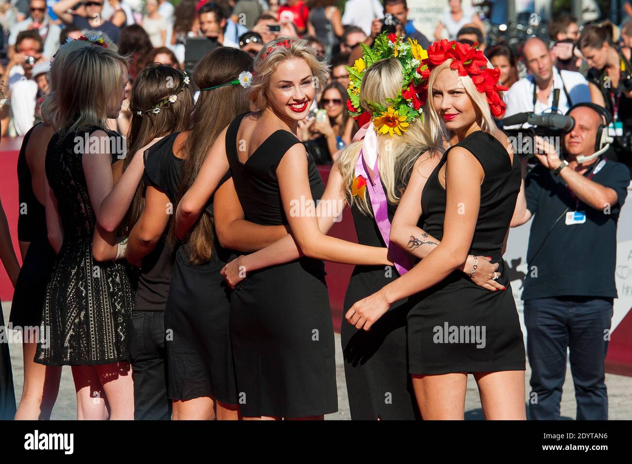 Femen activists with Director Kitty Green, Inna Shevchenko and Sasha Shevchenko attending 'Sacro ...
