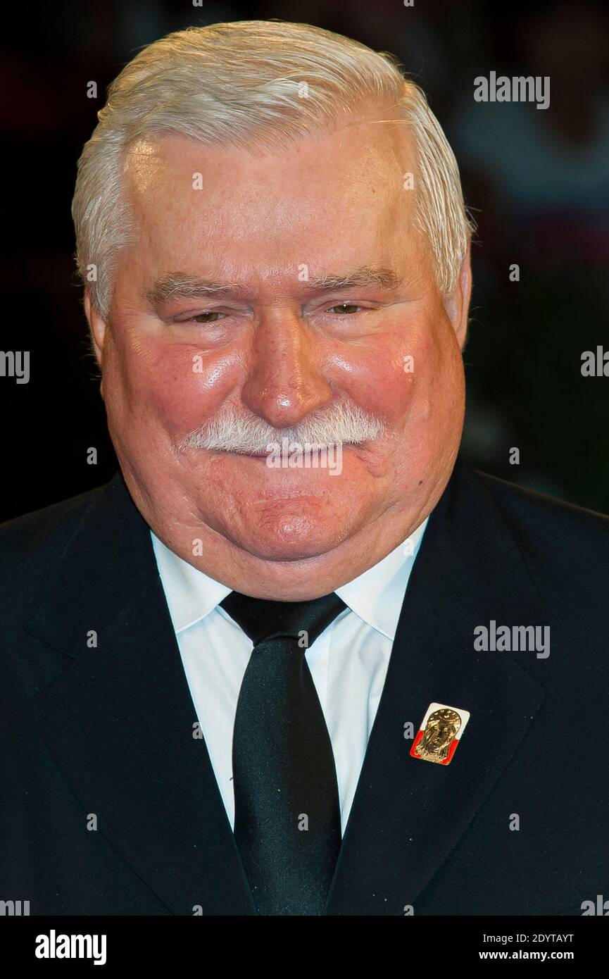 Lech Walesa attending the premiere for the film Walesa Man Of Hope as ...
