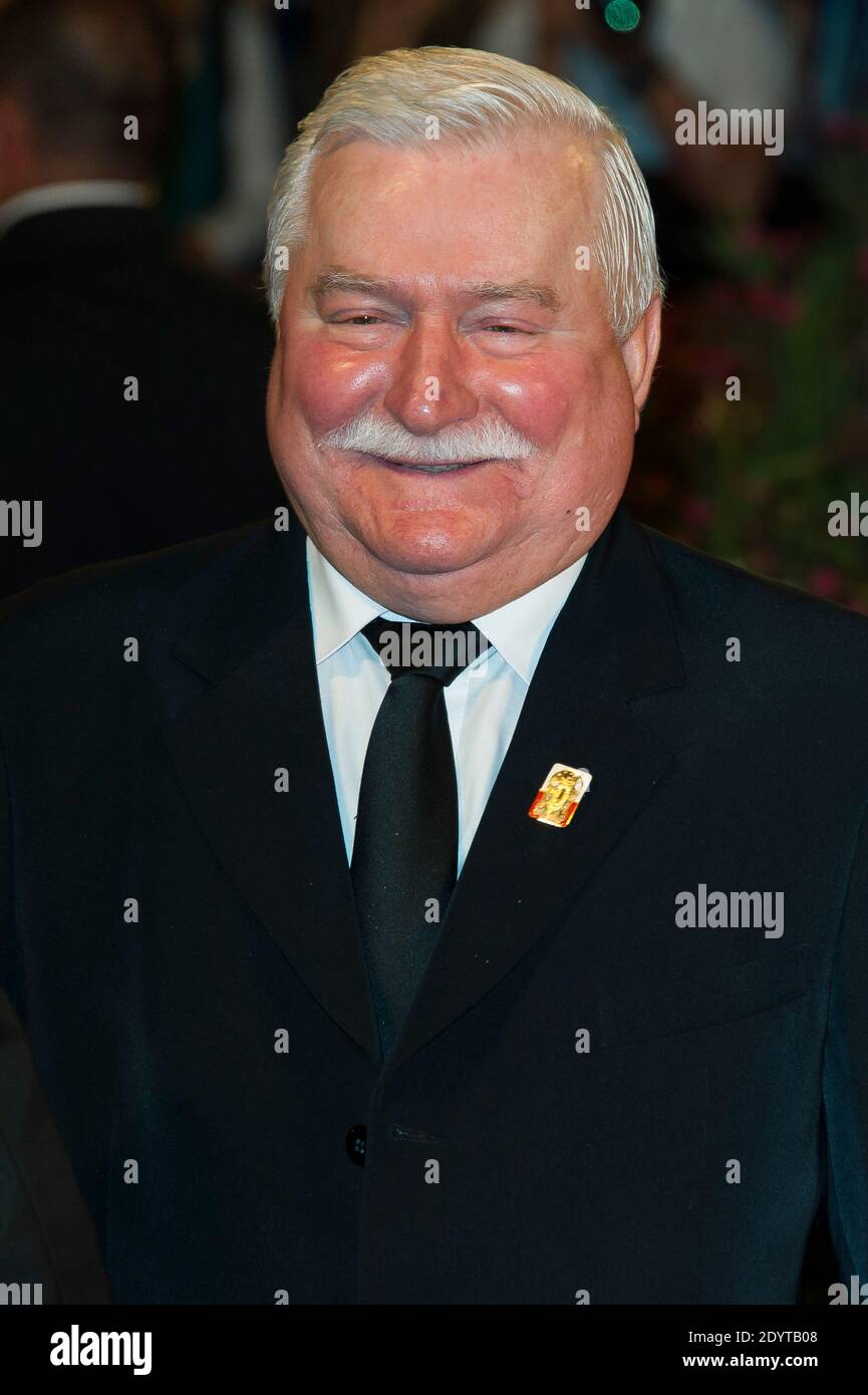 Lech Walesa attending the premiere for the film Walesa Man Of Hope as ...