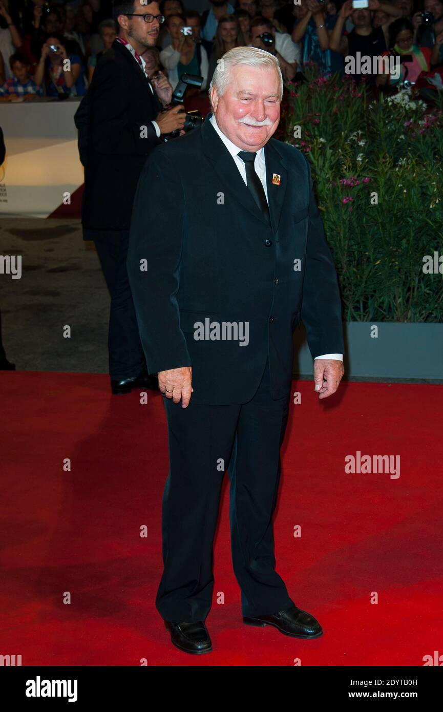 Lech Walesa attending the premiere for the film Walesa Man Of Hope as ...
