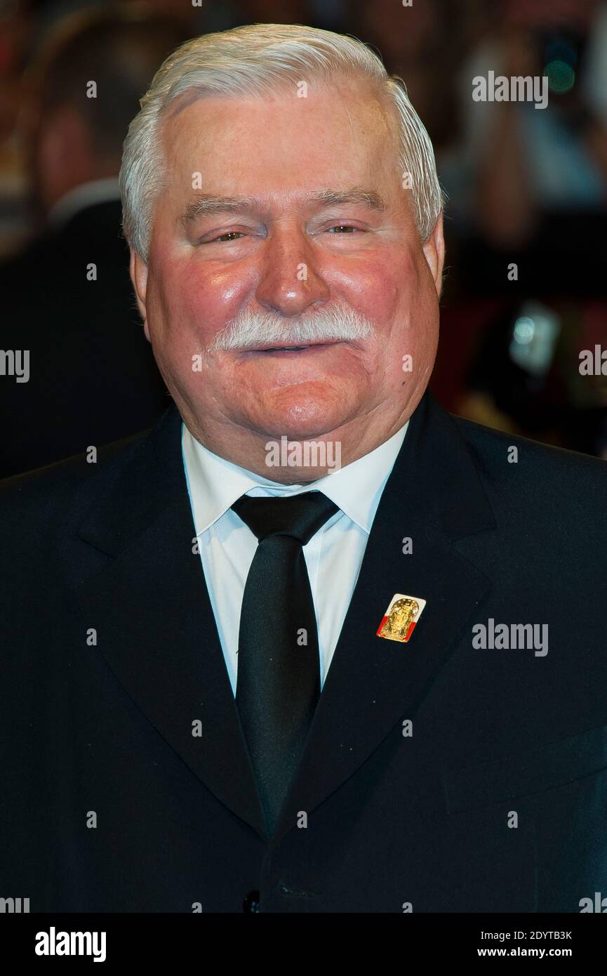 Lech Walesa attending the premiere for the film Walesa Man Of Hope as ...