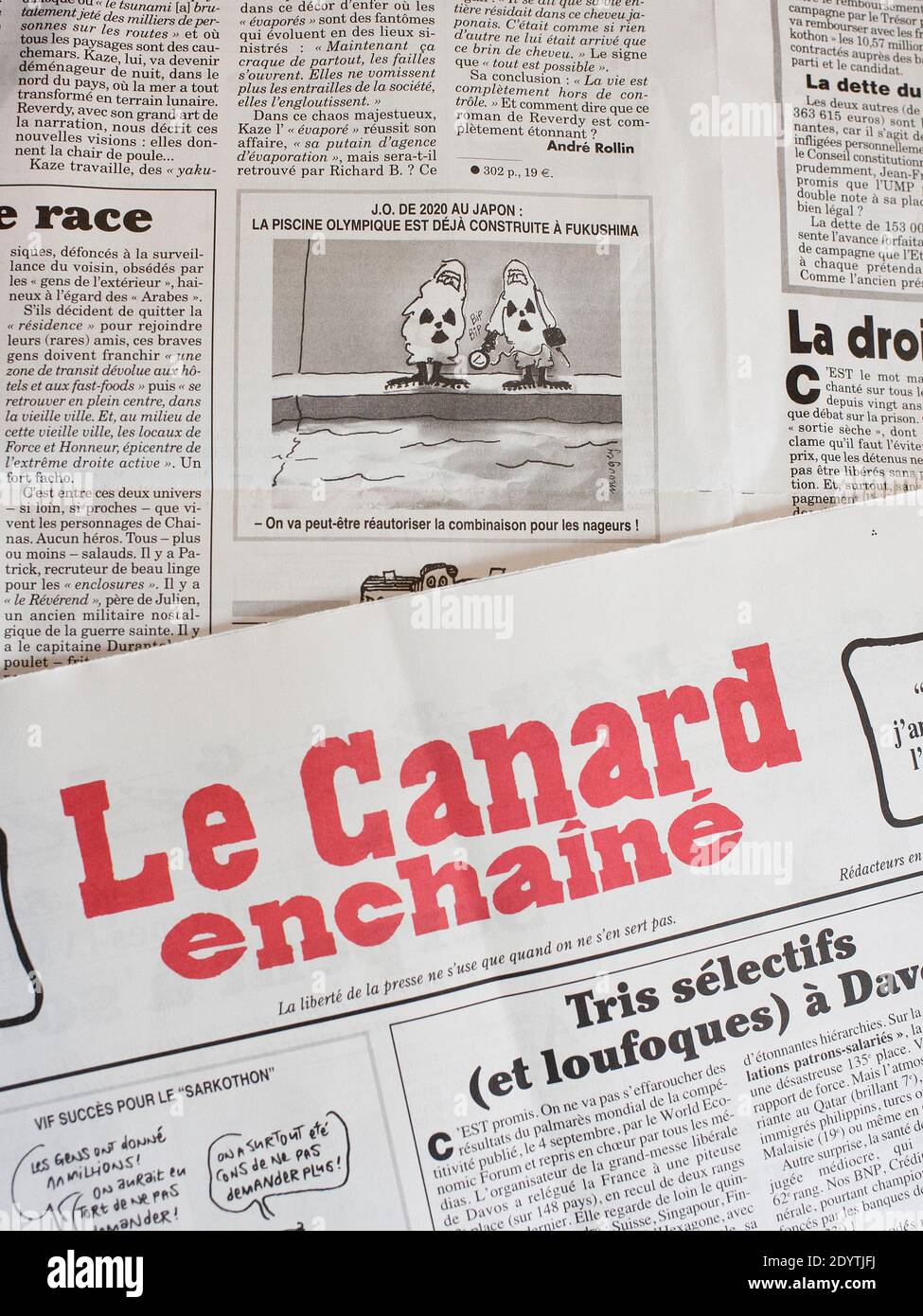 French satirical paper 'Le Canard Enchaine' published a cartoon about ...