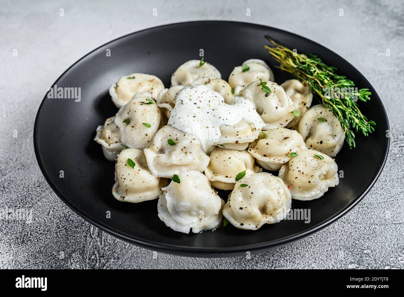 Italian ravioli dumplings with meat. White background. top view Stock ...