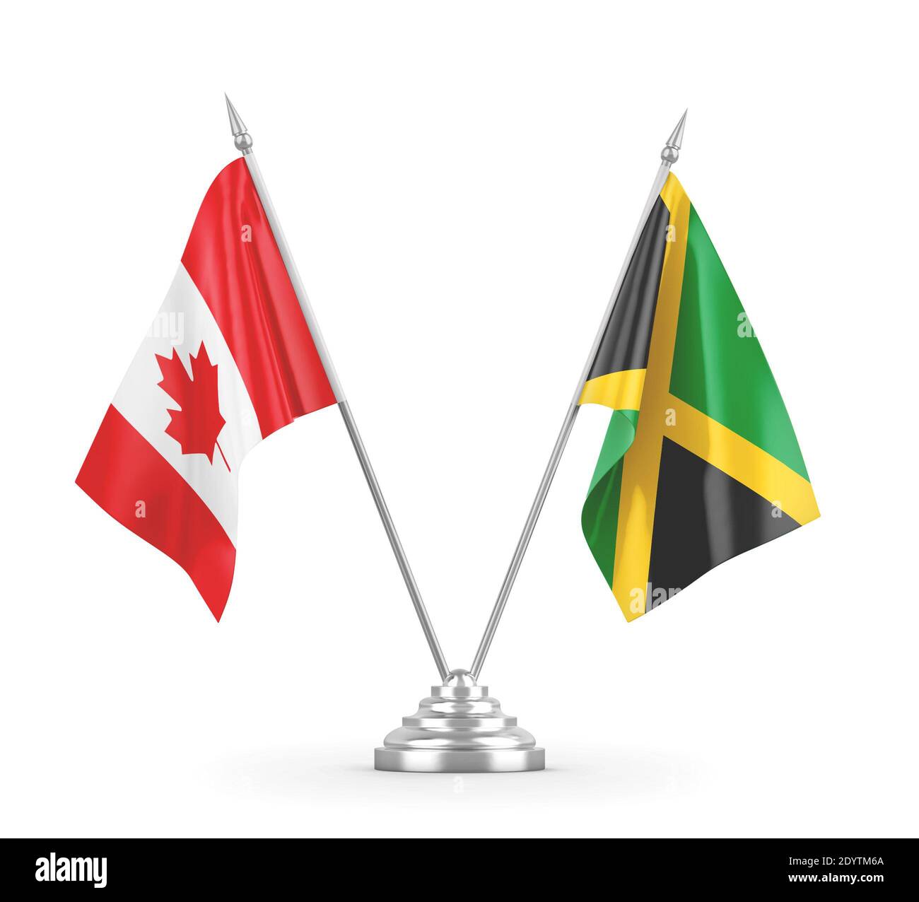 Jamaica and Canada table flags isolated on white 3D rendering Stock ...