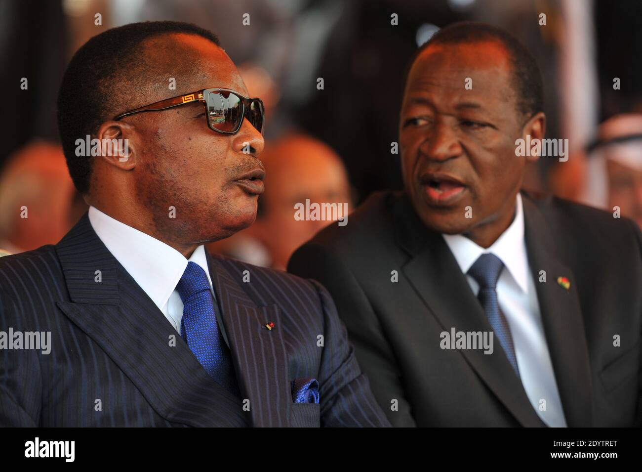 President of the Republic of the Congo, Denis Sassou Nguesso (L) and ...