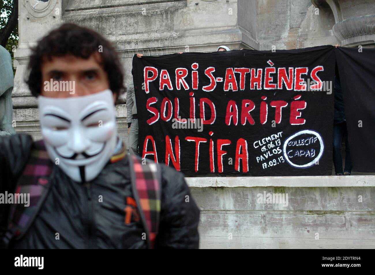 Activists of the Antifa Movement demonstrate Place Saint-Michel in ...