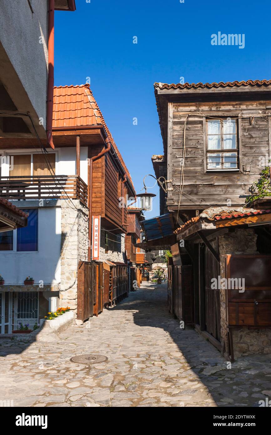 Downtown and street of Nessebar island, Ancient City of Nessebar ...