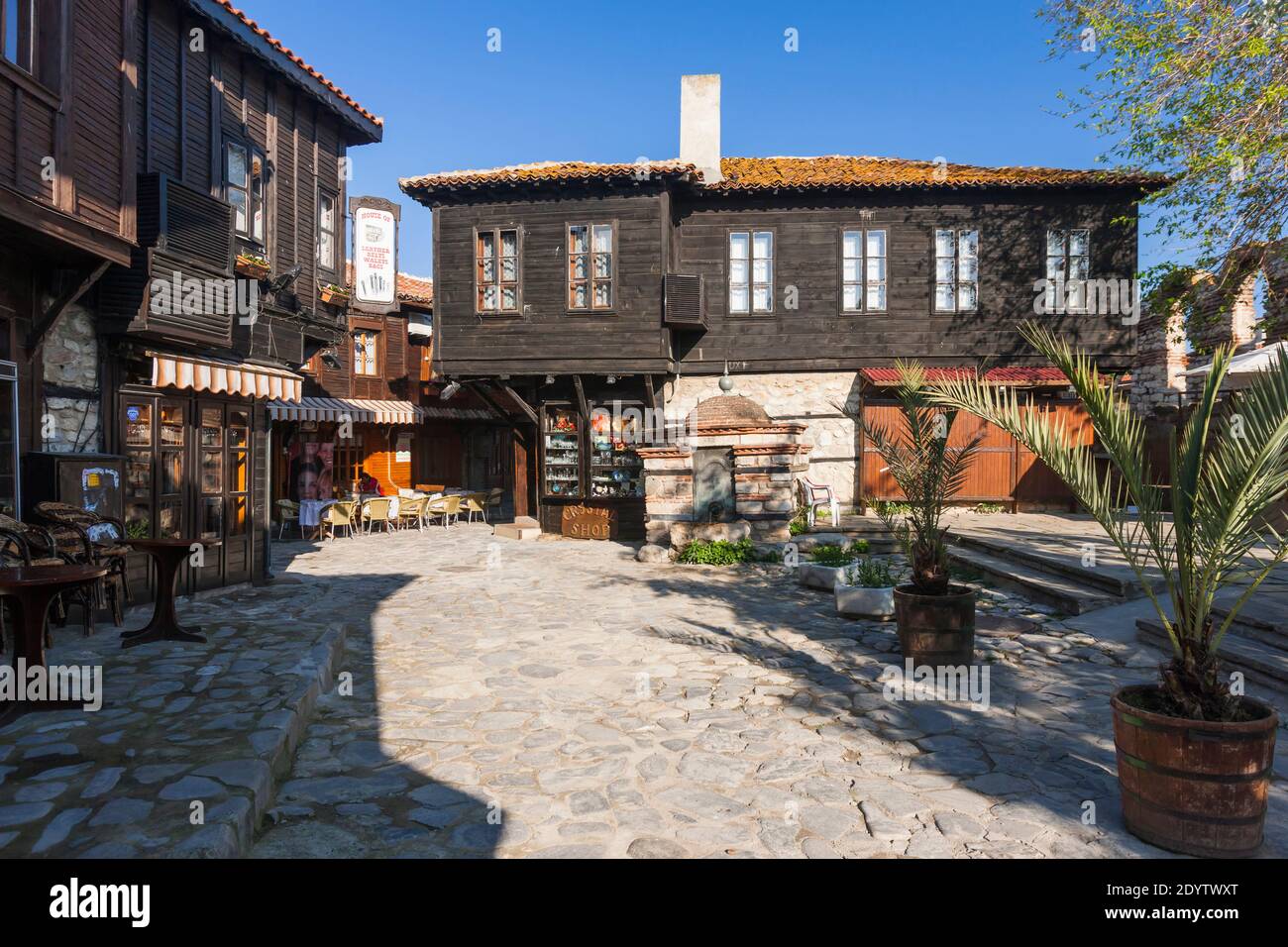 Houses and street of Nessebar island, Ancient City of Nessebar, Nesebar ...