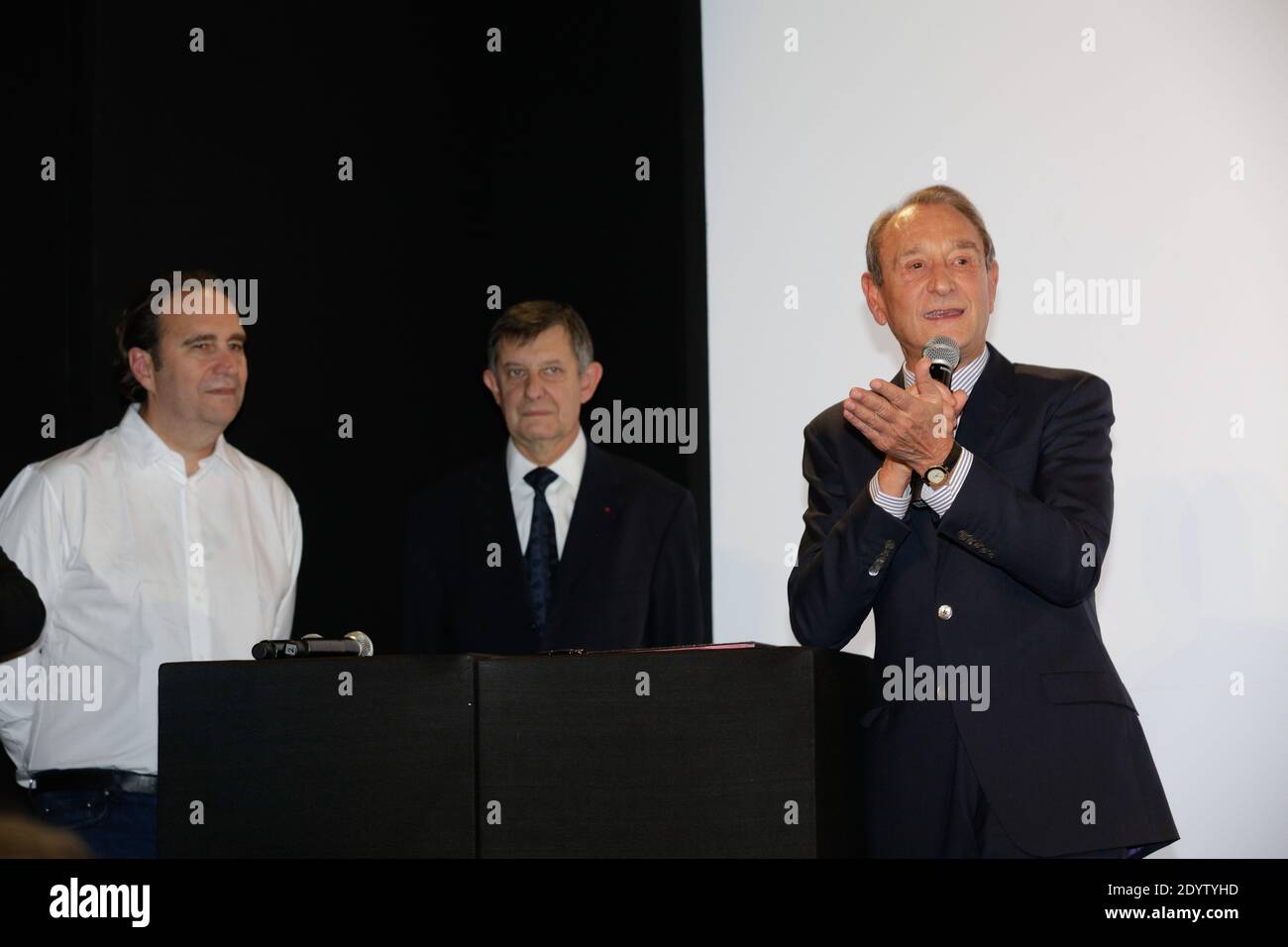 Xavier Niel, Jean-Pierre Jouyet and Bertrand Delanoe attending the ...