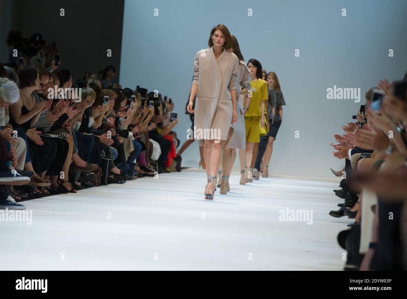 A model displays a creation by designer Marcel Marongiu for Guy Laroche ...