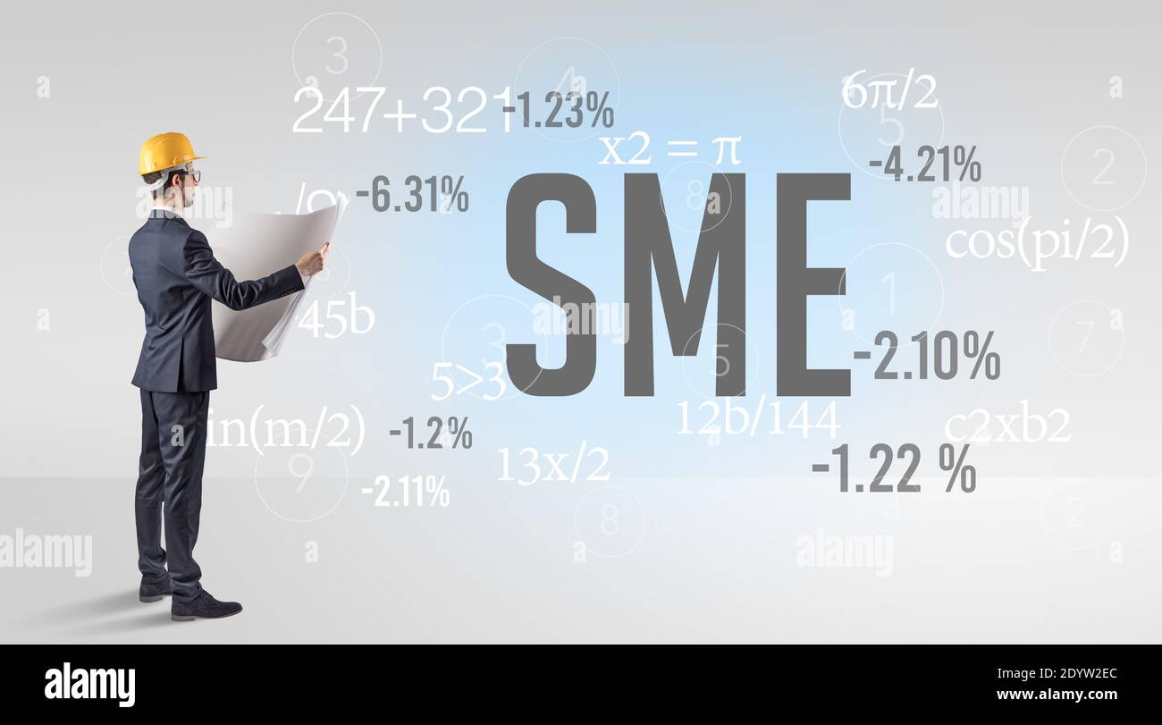 Technology Engineer in hard hat with SME abbreviation Stock Photo - Alamy