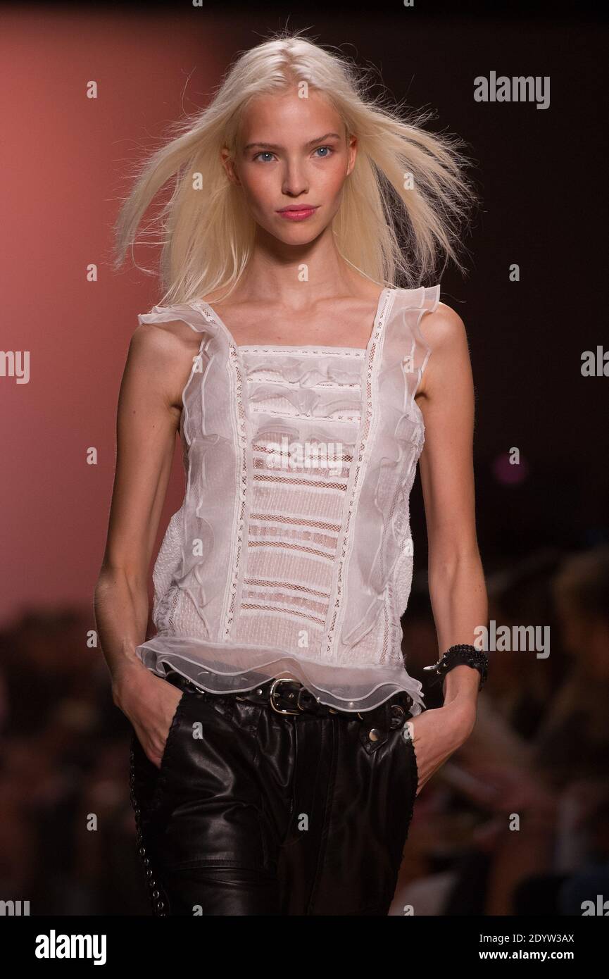 A model displays a creation by designer Isabel Marant for her Spring ...