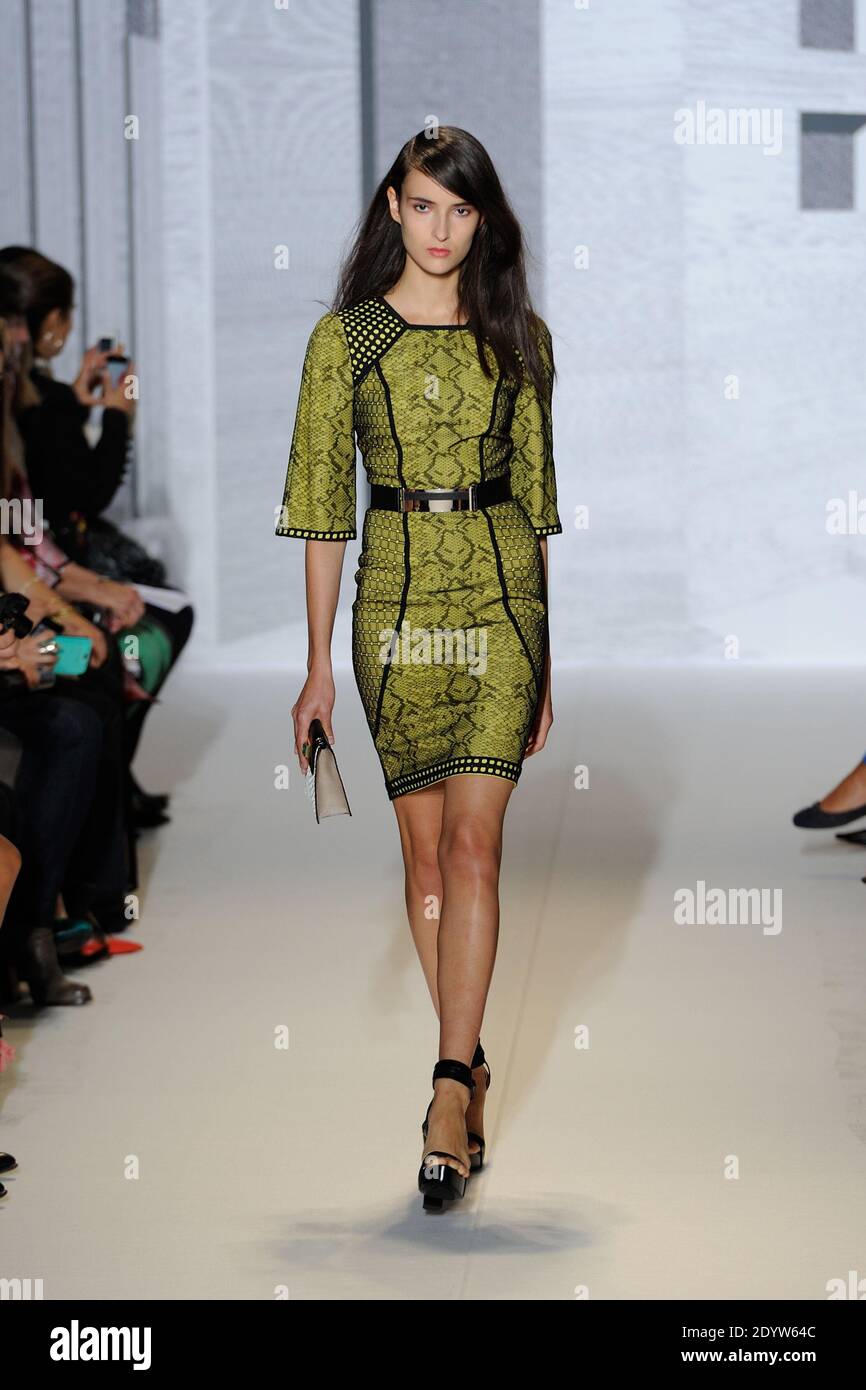 A model displays a creation by designer Andrew GN for his Spring-Summer ...