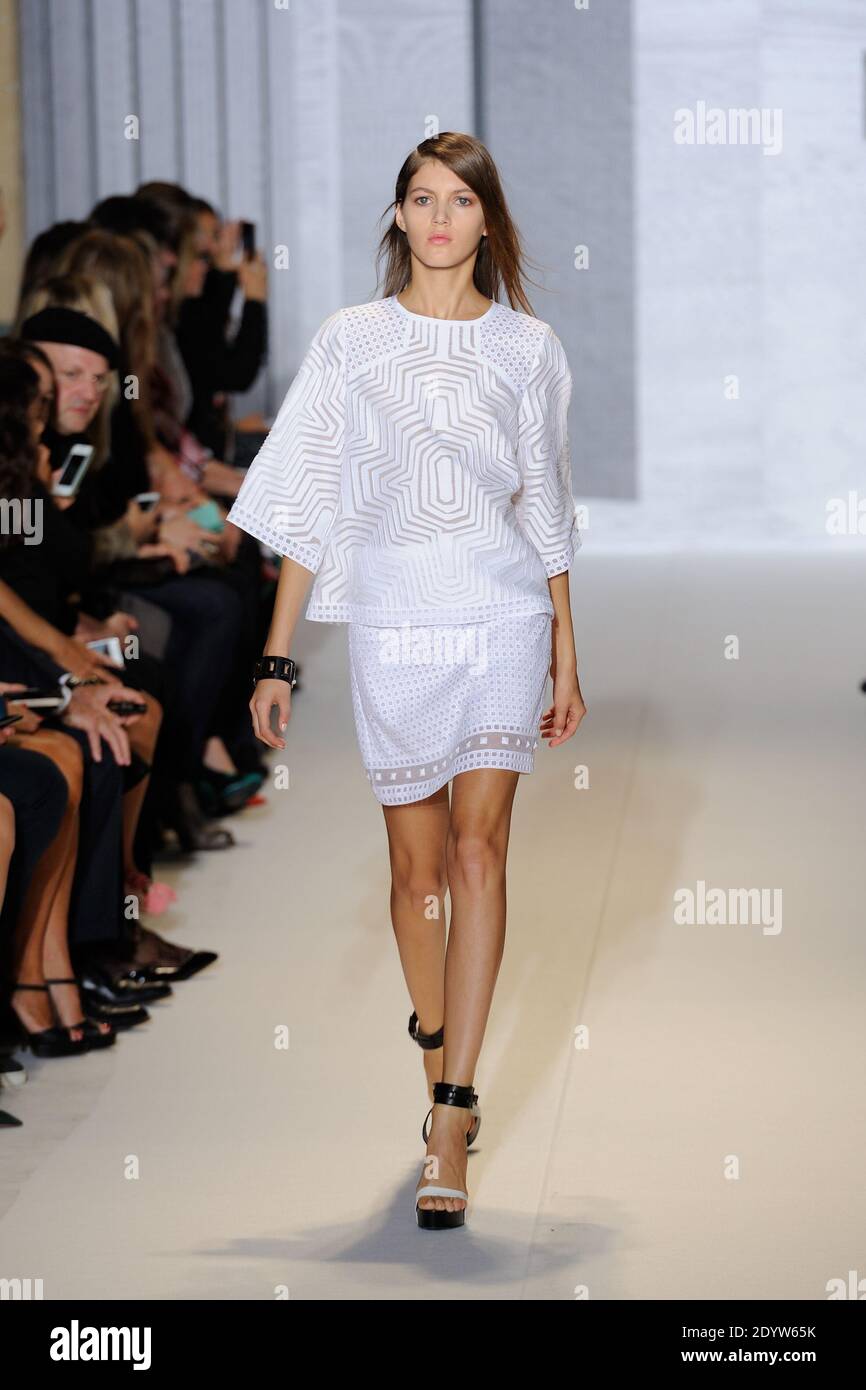 A model displays a creation by designer Andrew GN for his Spring-Summer ...