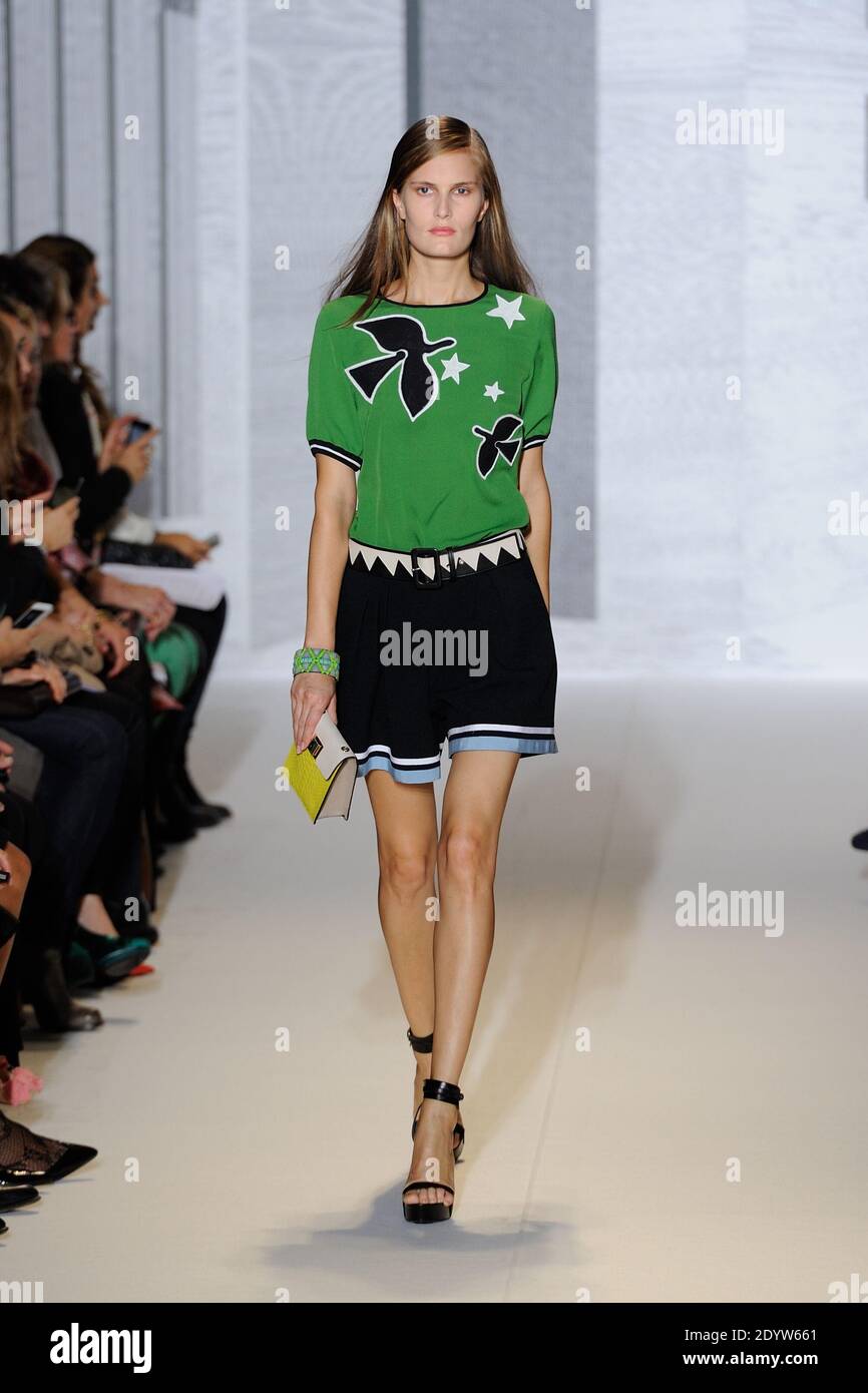 A model displays a creation by designer Andrew GN for his Spring-Summer ...