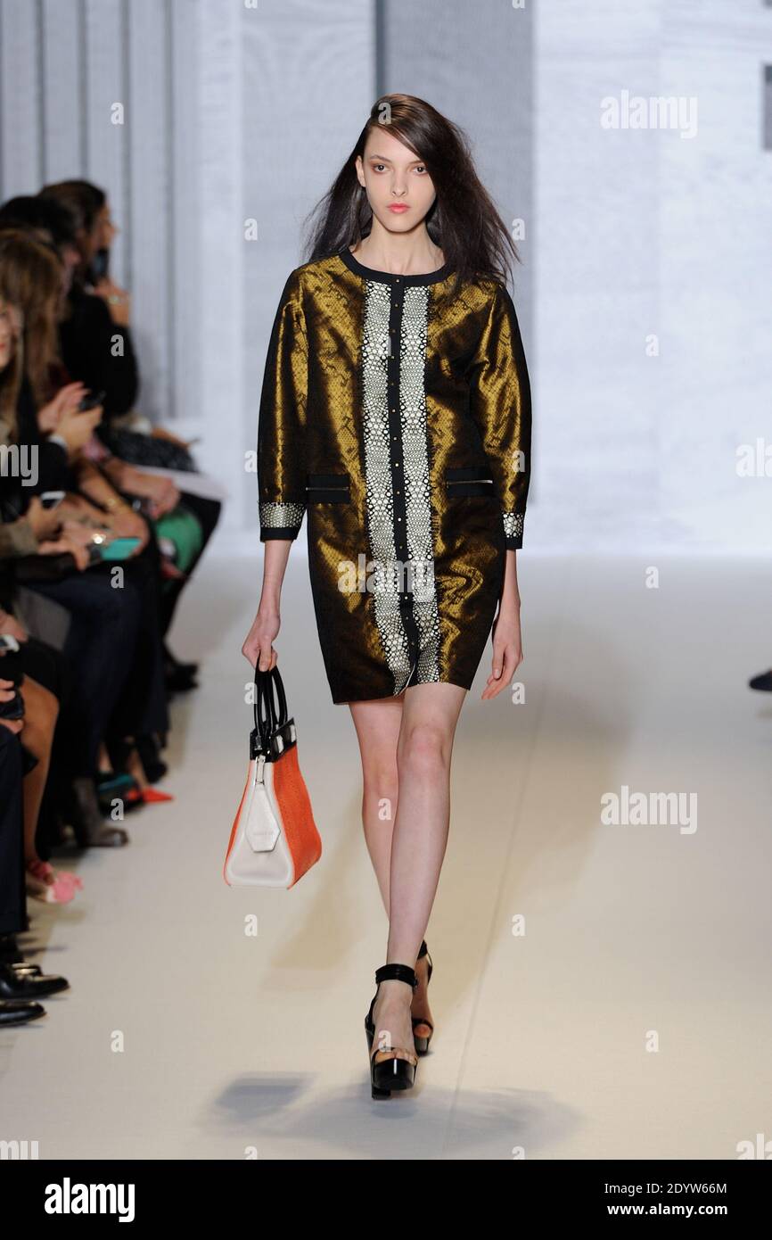 A model displays a creation by designer Andrew GN for his Spring-Summer ...
