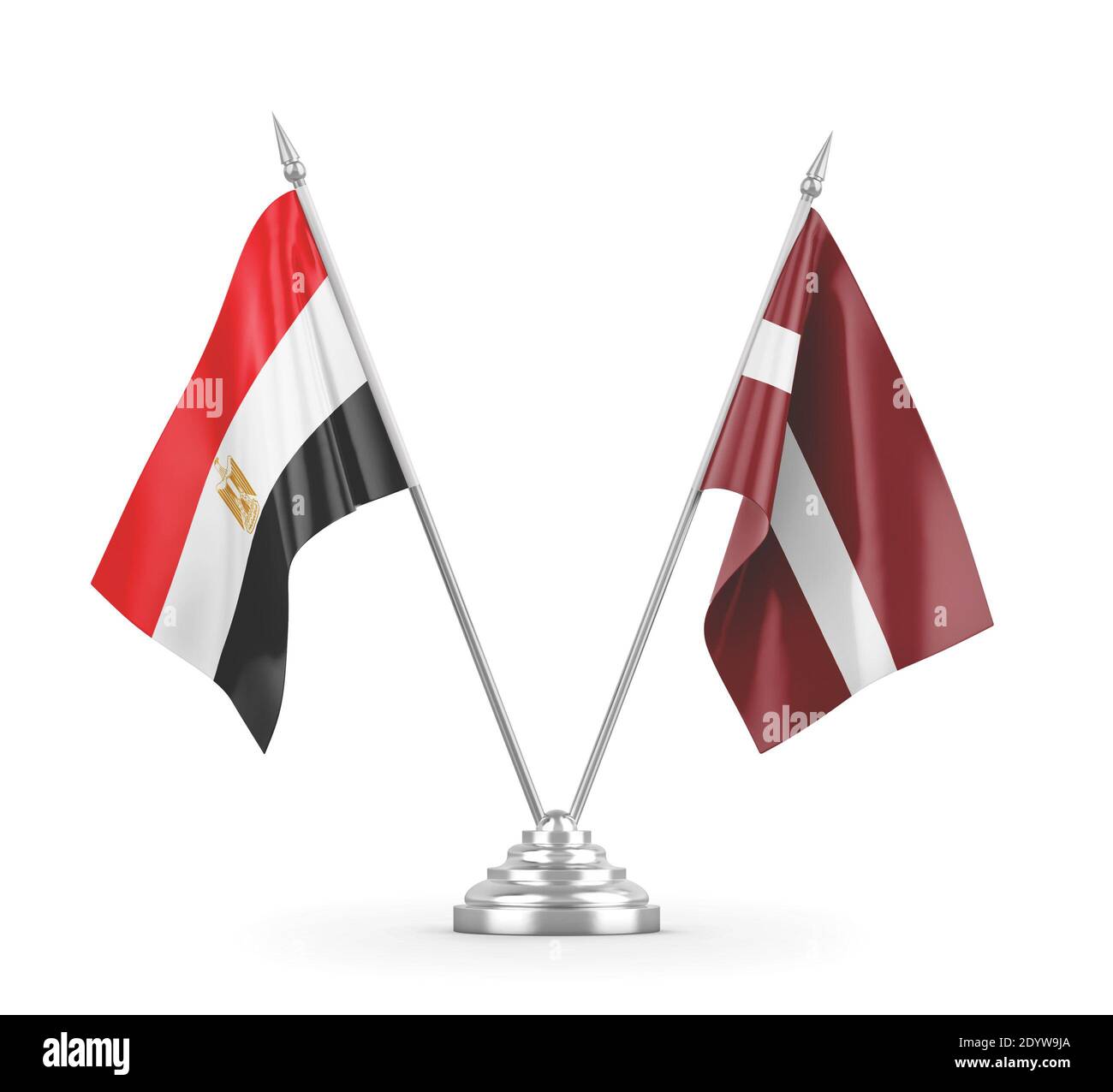 Latvia and Egypt table flags isolated on white 3D rendering Stock Photo ...