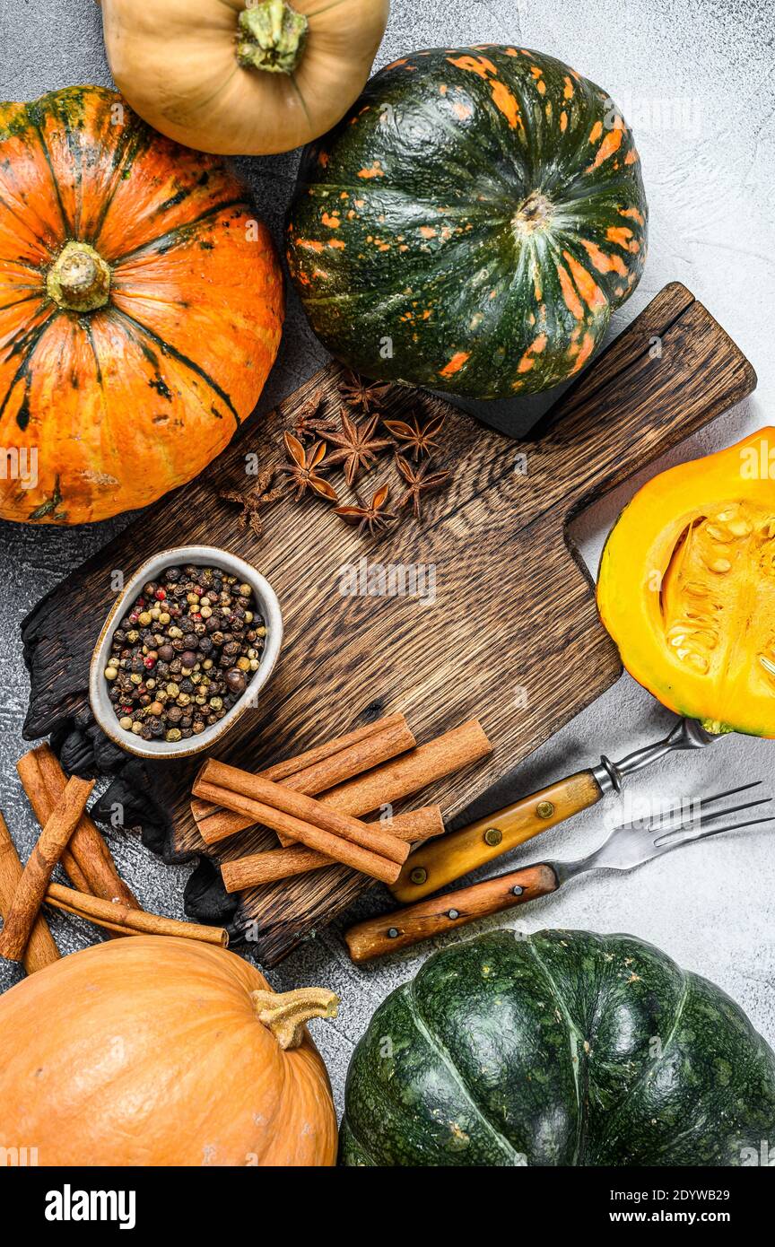 Food cooking background on Thanksgiving day or autumn pumpkin holiday ...