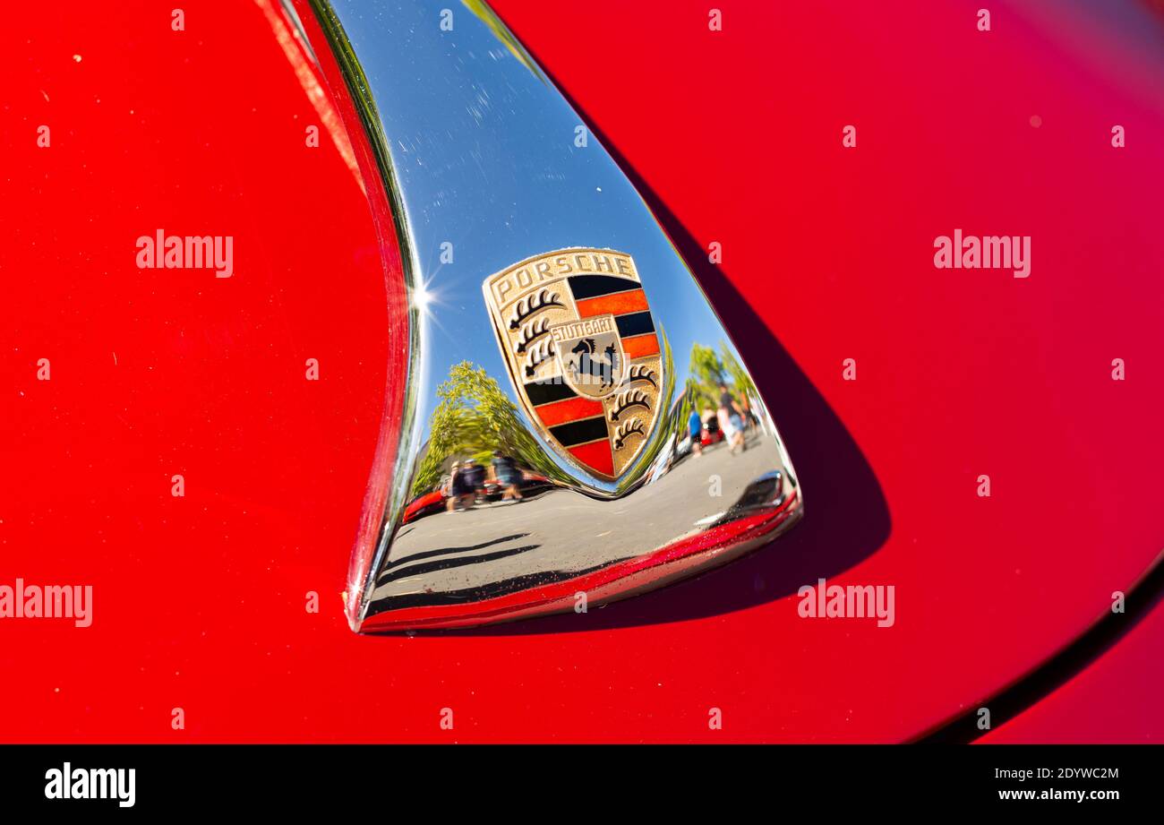 Porsche 356 hood badge Stock Photo - Alamy