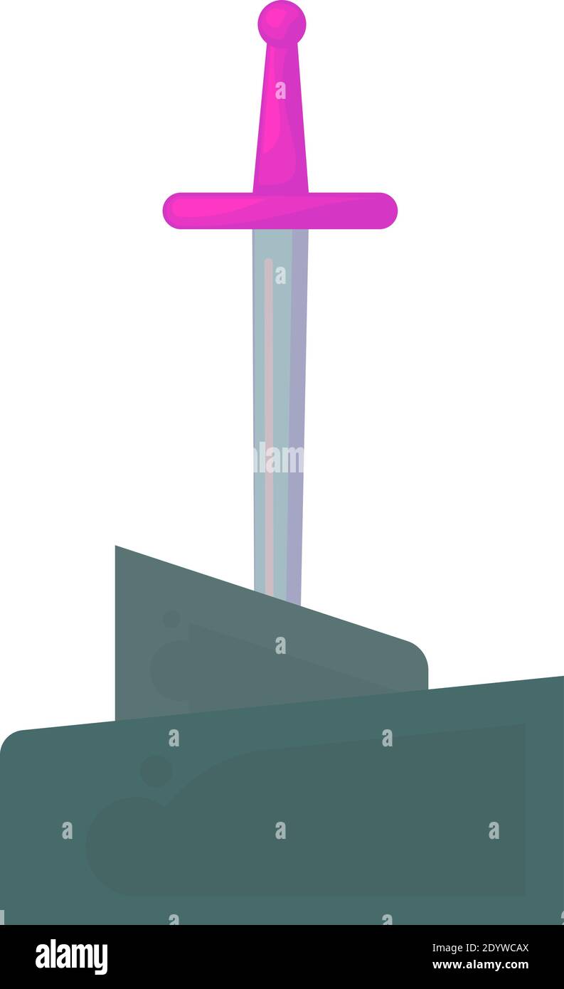 Sword in the stone, illustration, vector on a white background Stock ...