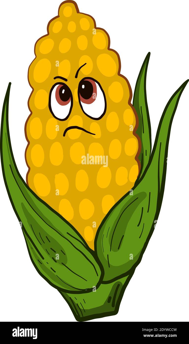 Angry corn, illustration, vector on a white background Stock Vector ...