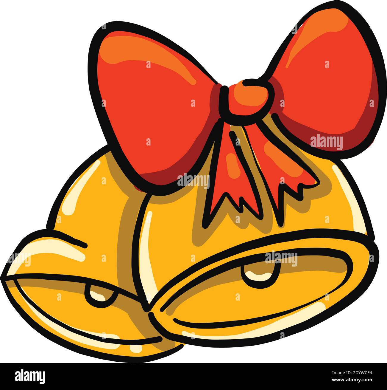 Two little bells, illustration, vector on a white background Stock ...