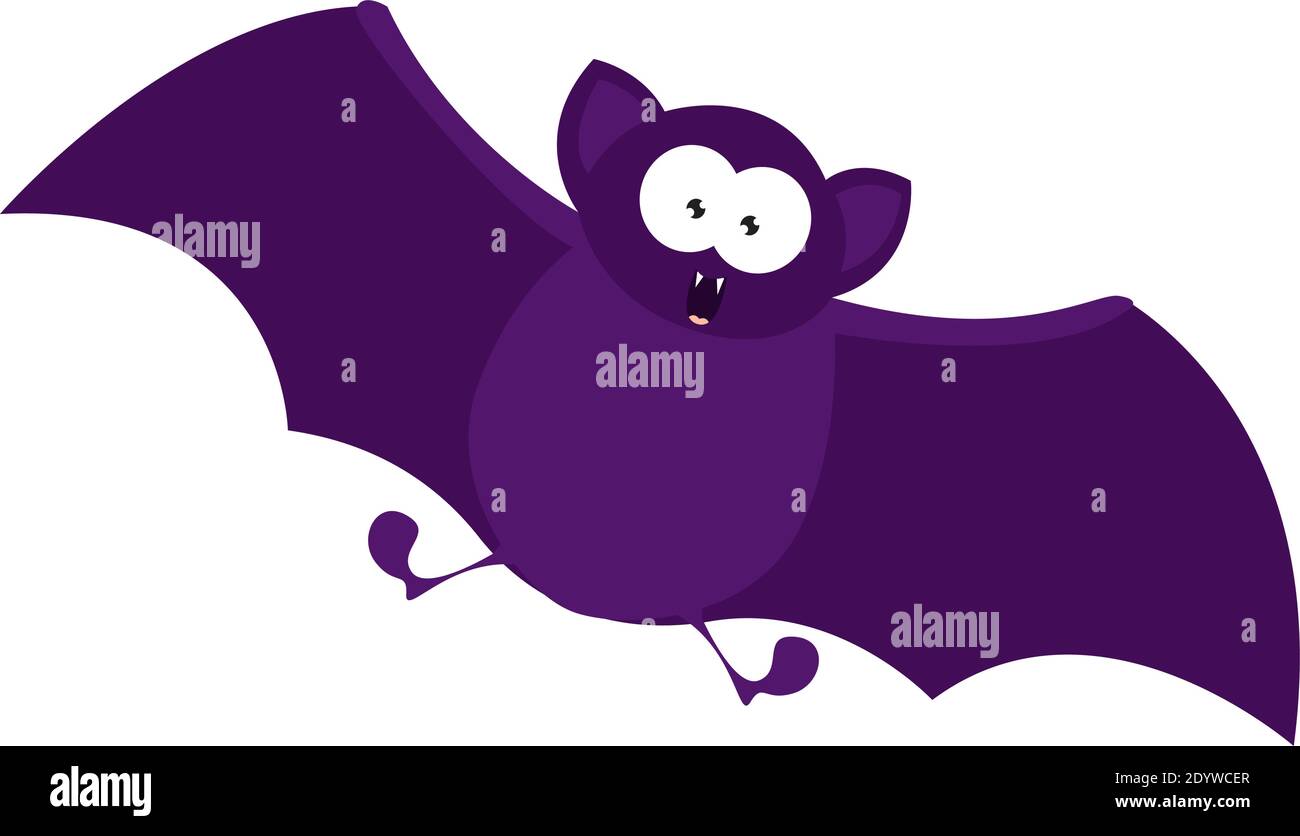 Purple bat, illustration, vector on a white background Stock Vector ...