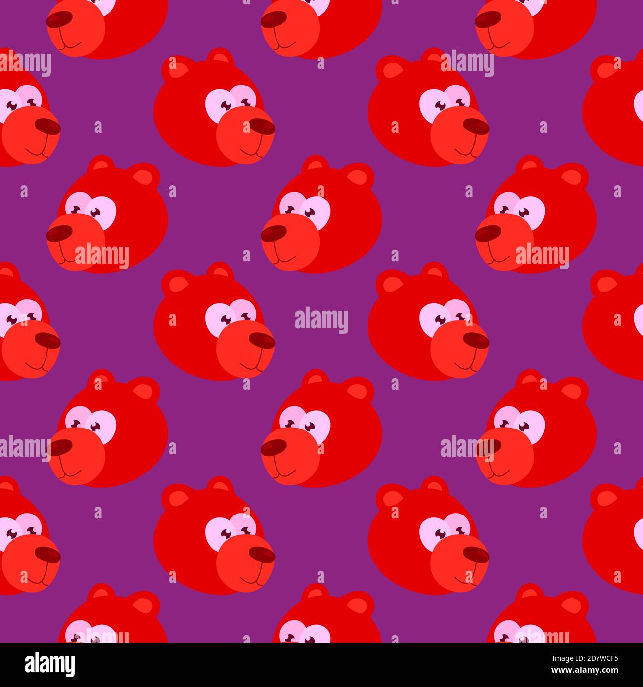 Red bear head,seamless pattern on hot pink background Stock Vector ...