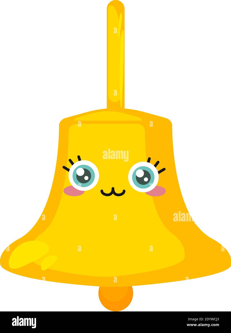 Golden little bell, illustration, vector on a white background Stock ...