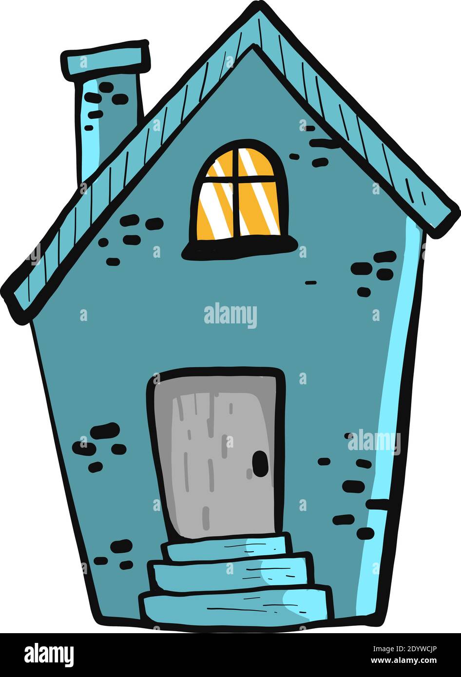 Blue tall house, illustration, vector on a white background Stock ...
