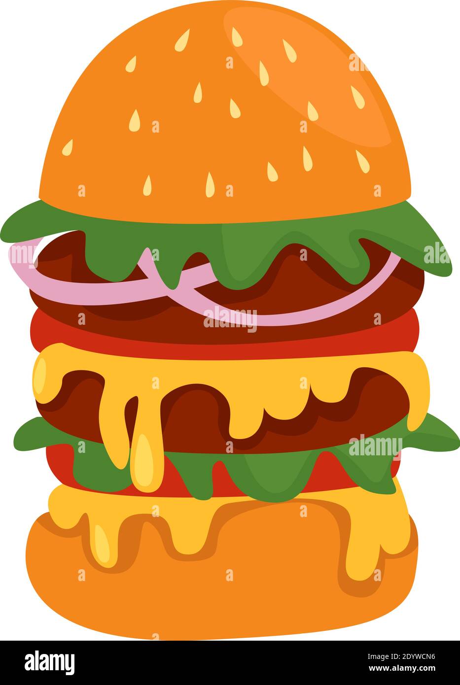 Big burger, illustration, vector on a white background Stock Vector ...