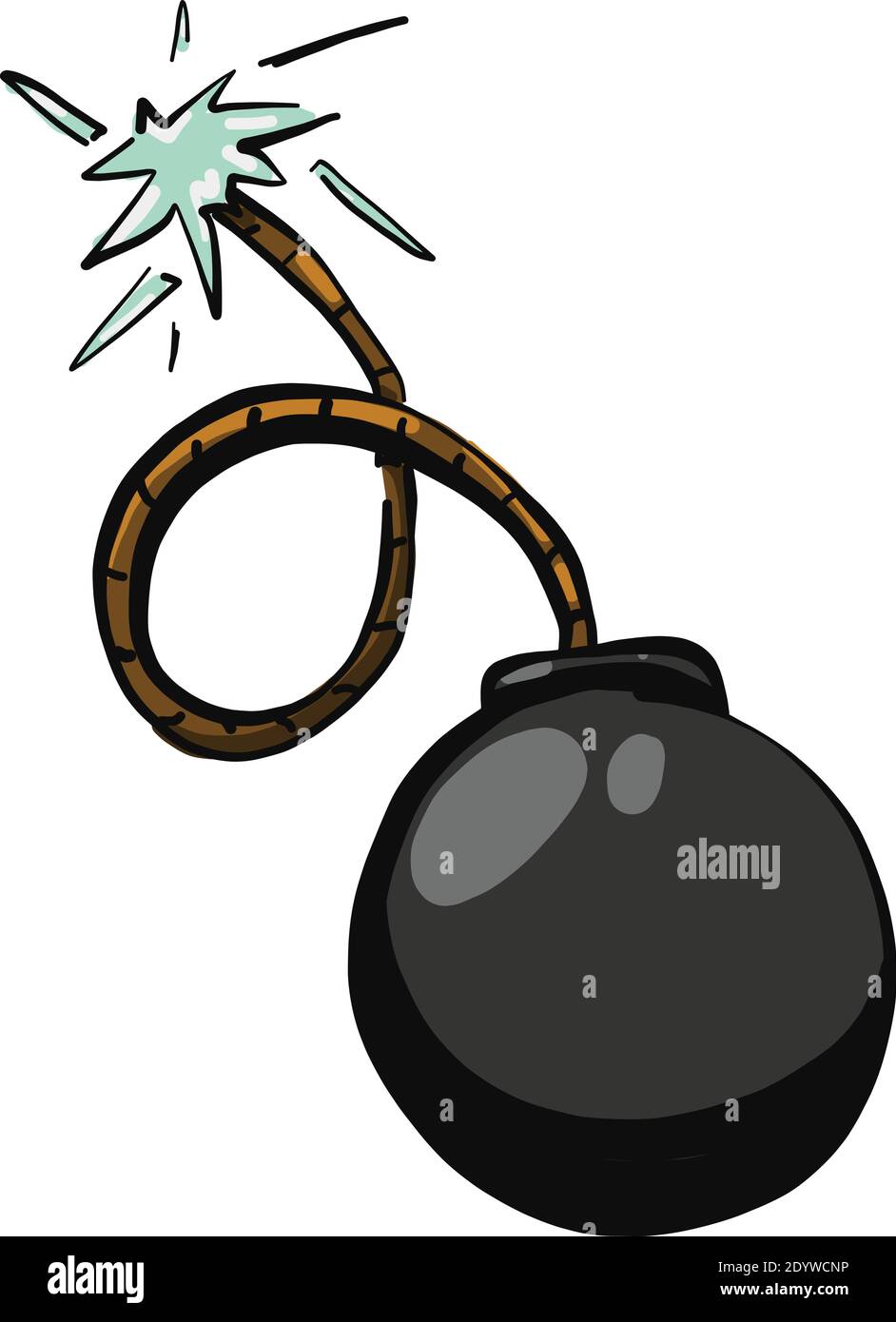 Bomb on fuse, illustration, vector on a white background Stock Vector ...