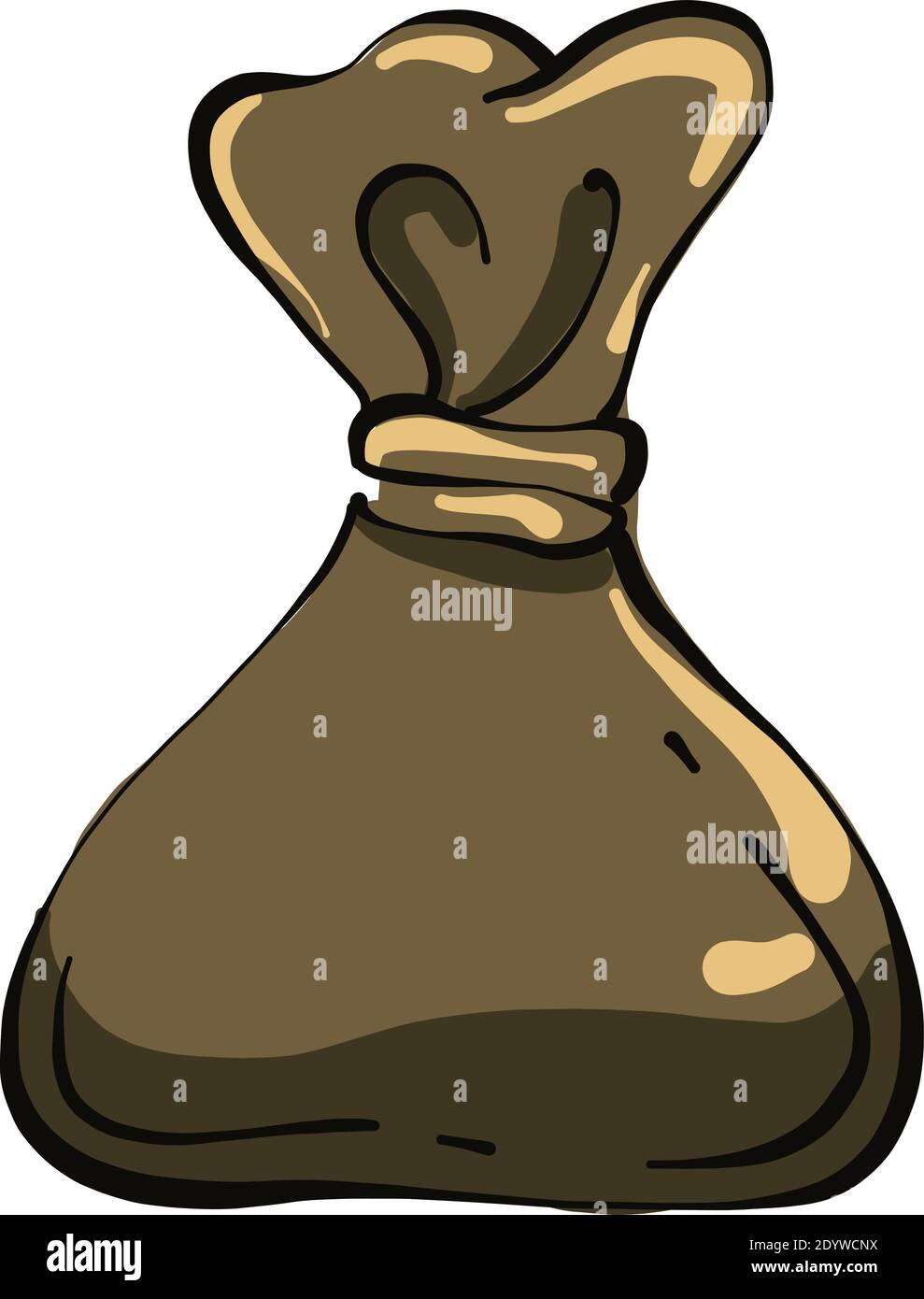 Brown sack, illustration, vector on a white background Stock Vector ...