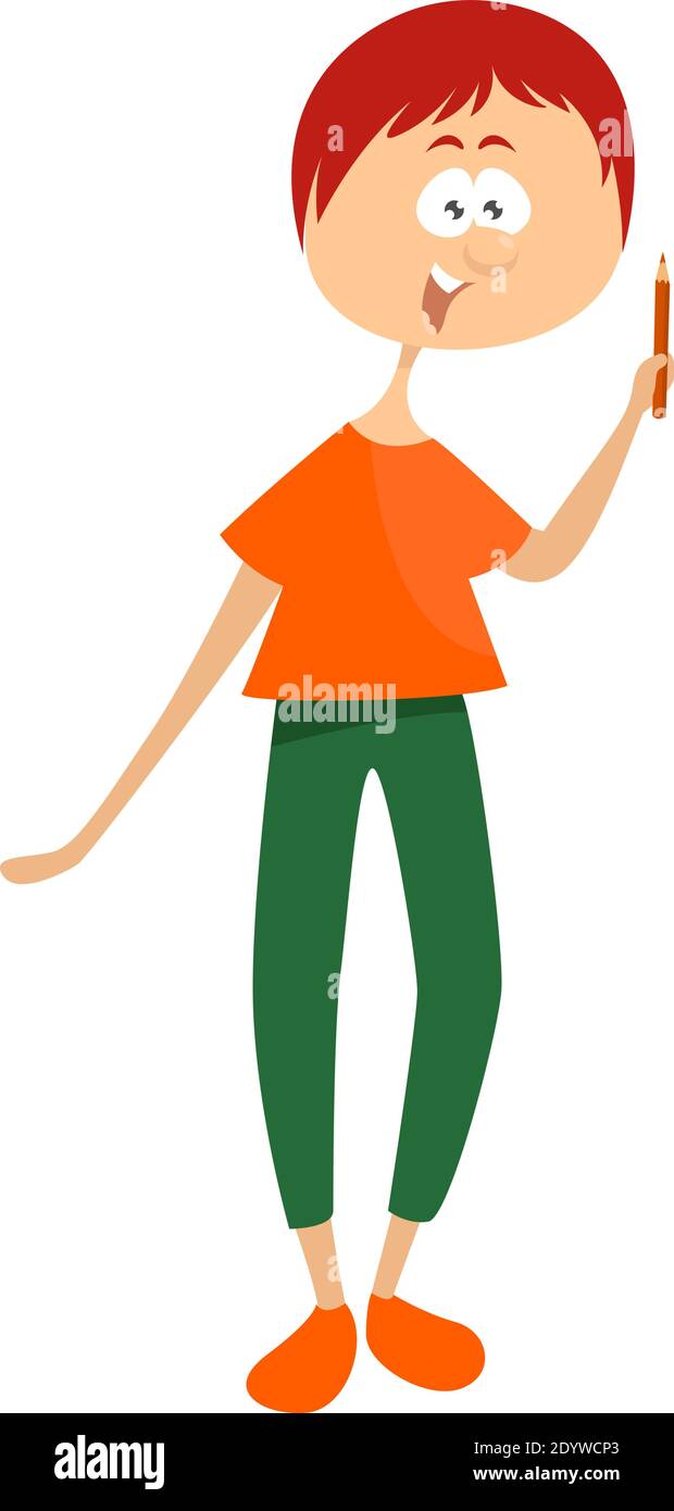 Boy with a brilliant idea, illustration, vector on a white background ...