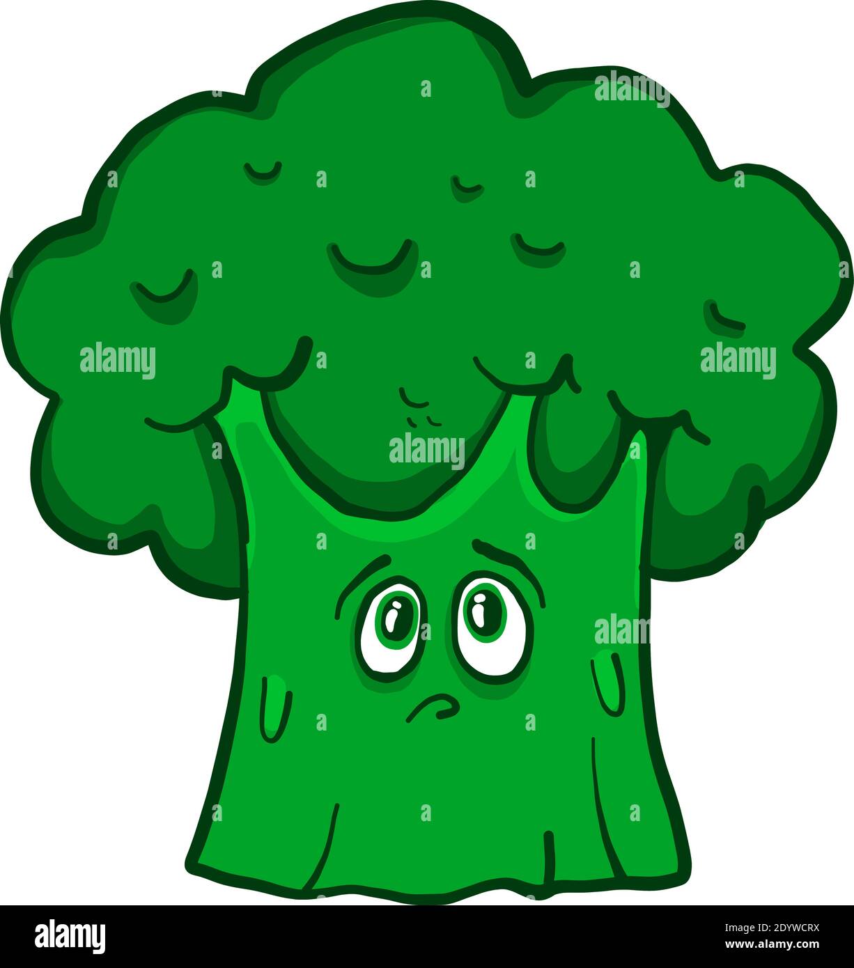 Sad broccoli, illustration, vector on a white background Stock Vector ...