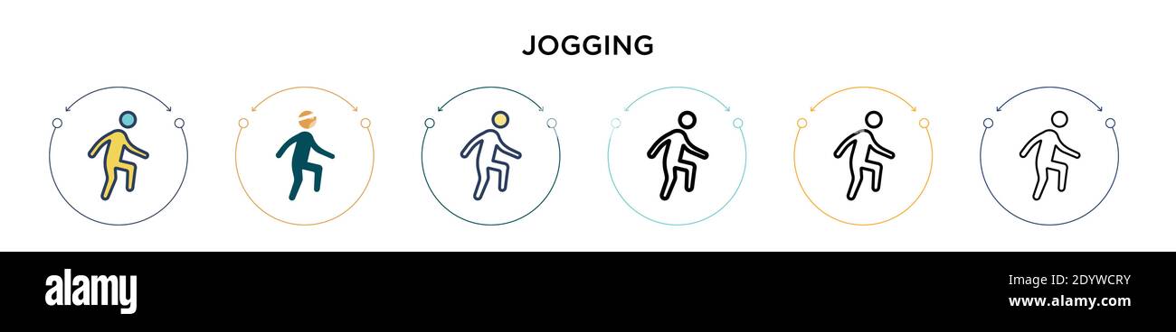 Jogging icon in filled, thin line, outline and stroke style. Vector ...