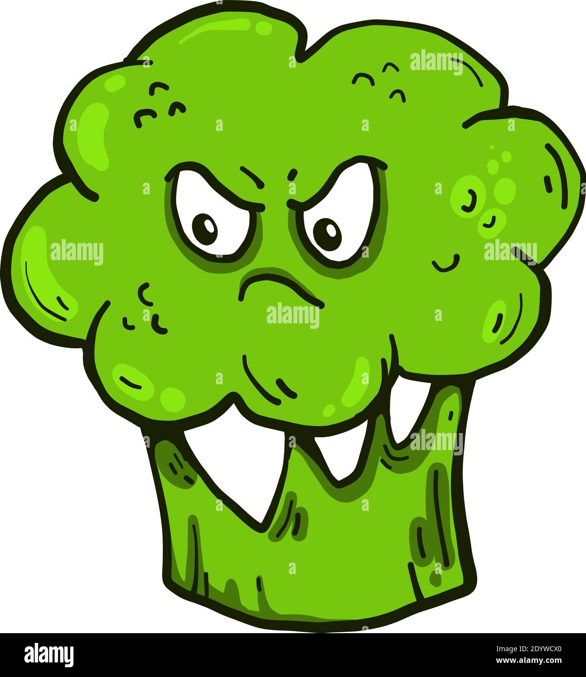 Angry broccoli, illustration, vector on a white background Stock Vector ...