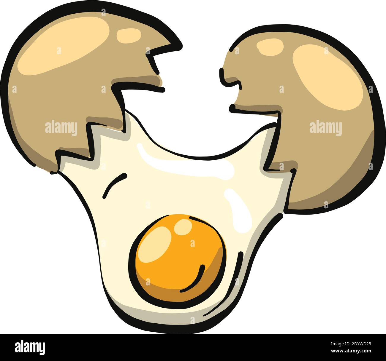 Cracked egg, illustration, vector on a white background Stock Vector ...