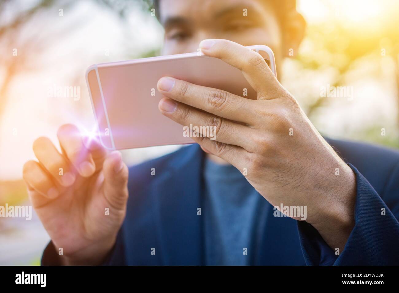 People Holding Mobile Smart Phone And Using Touch Screen on Mobile ...