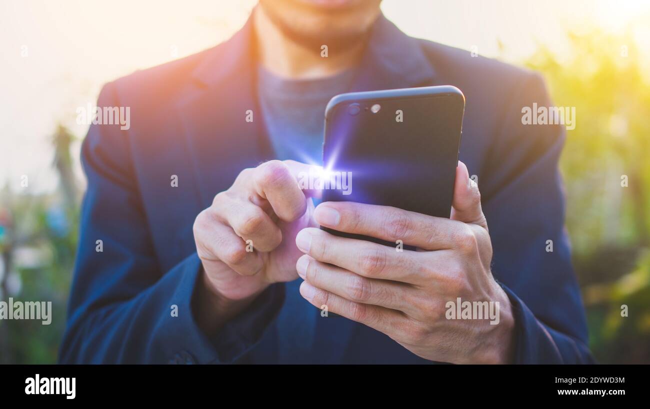 People Holding Mobile Smart Phone And Using Touch Screen on Mobile ...