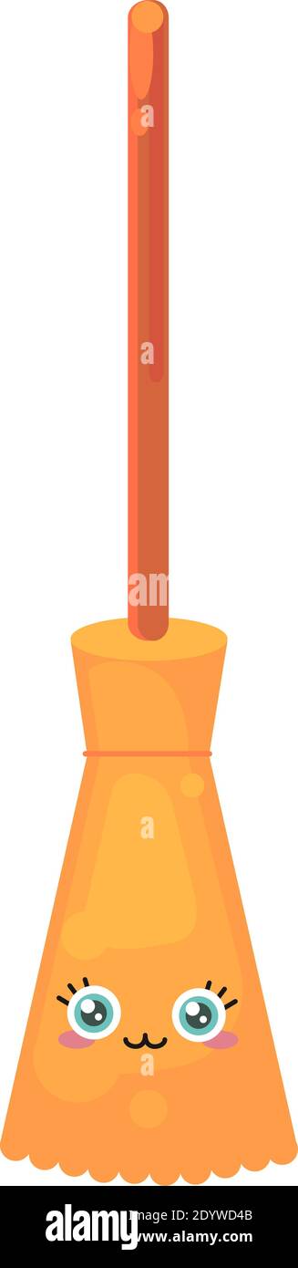 Cute broom, illustration, vector on a white background Stock Vector ...