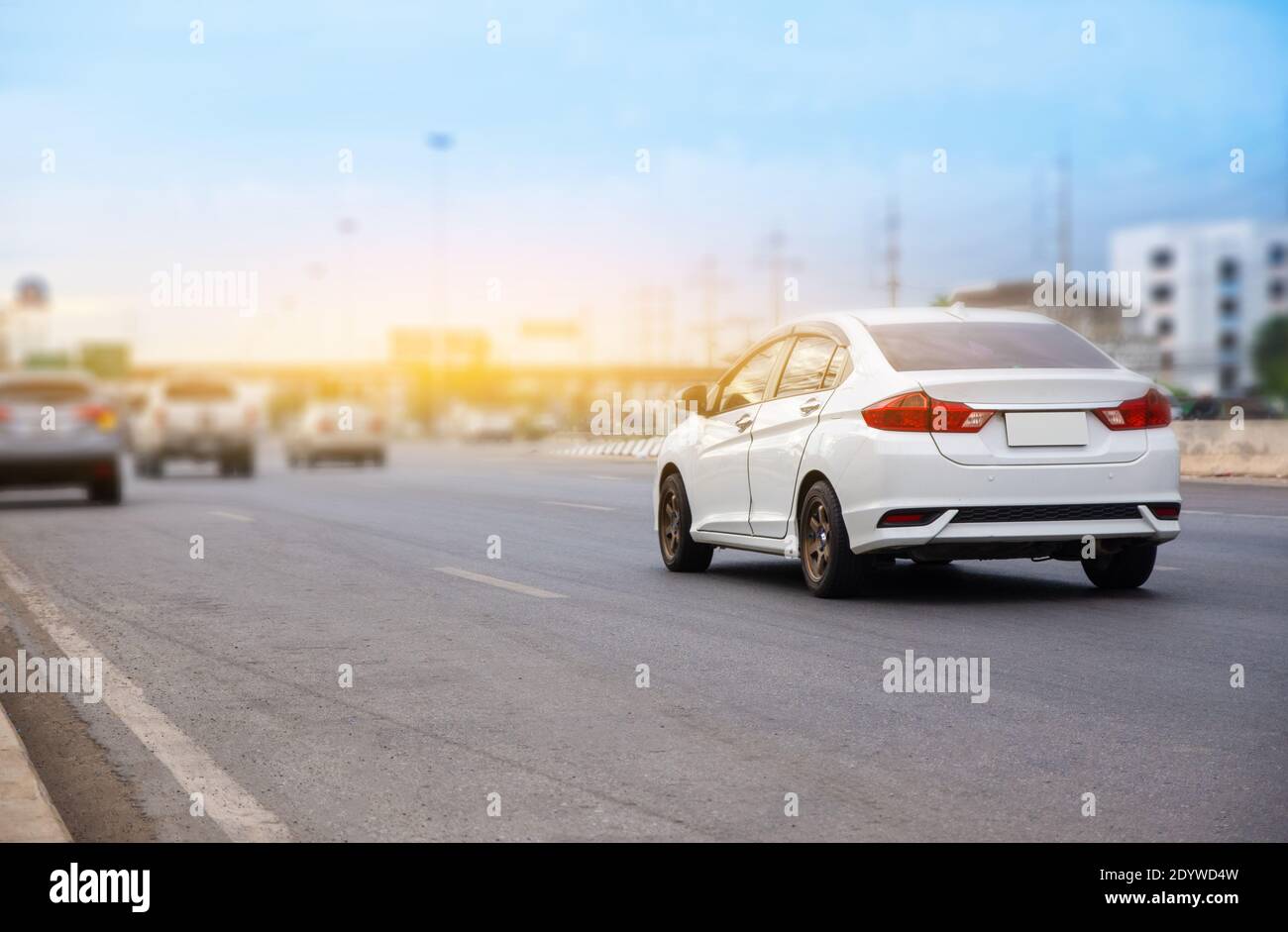 Car driving on highway road Stock Photo - Alamy