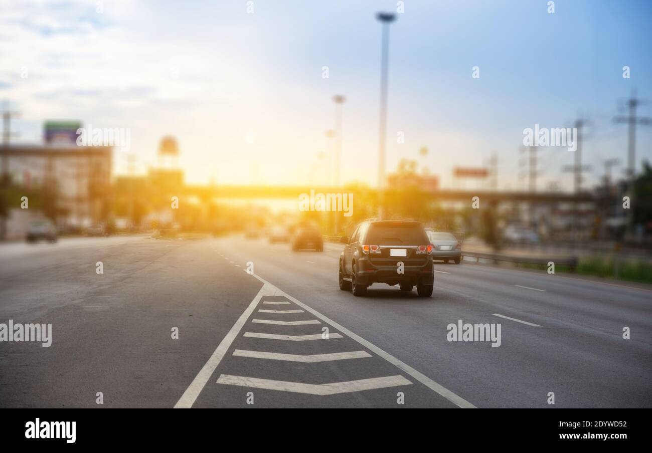 Car driving on highway road Stock Photo - Alamy