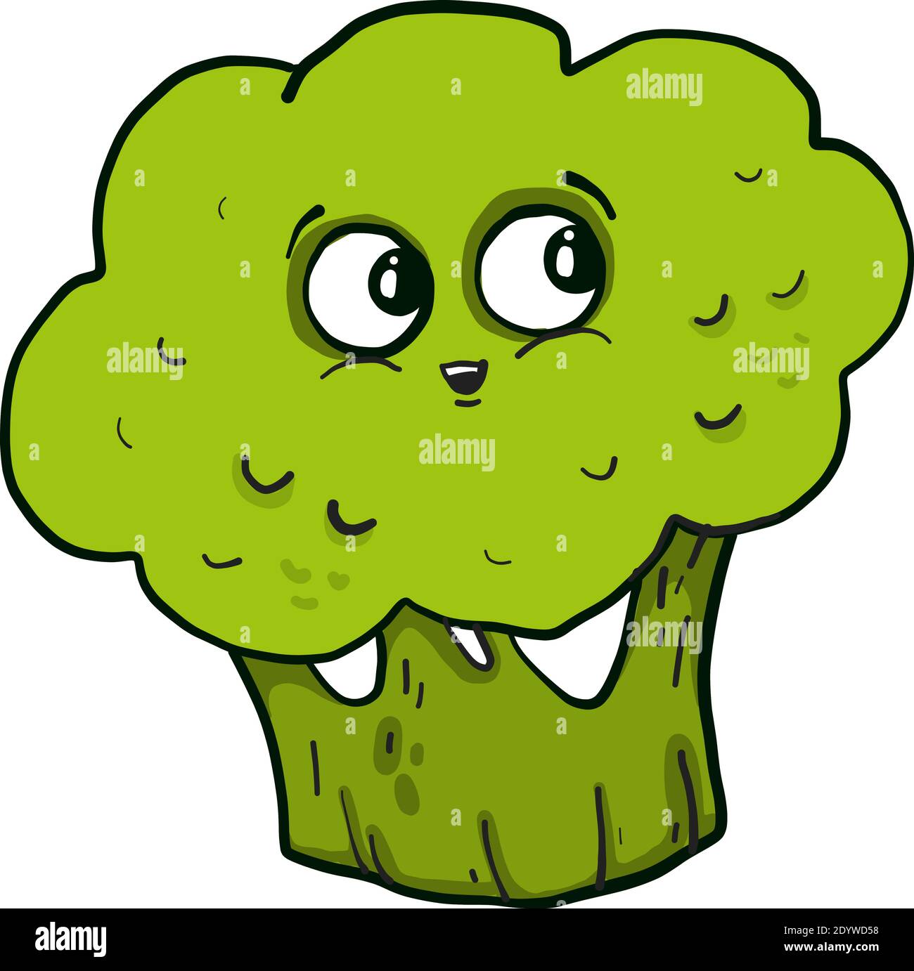 Happy broccoli, illustration, vector on a white background Stock Vector ...
