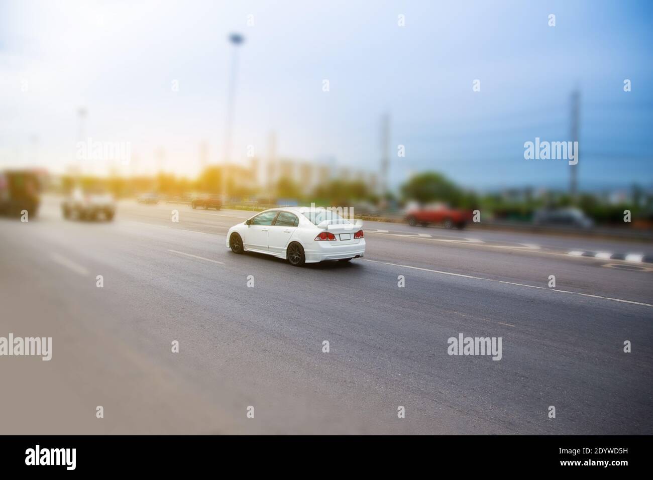 Car driving on highway road Stock Photo - Alamy