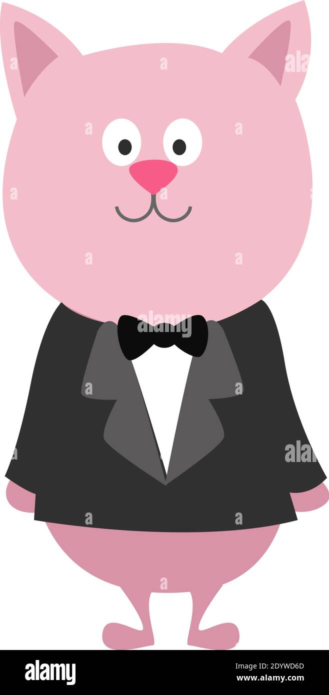 Cat in a suit, illustration, vector on a white background Stock Vector ...