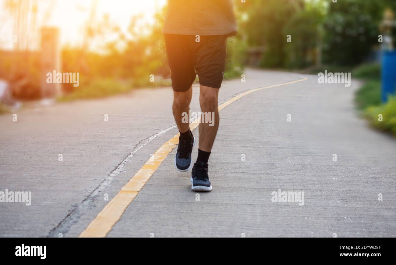Man Running On Road Sport Exercise,People Jogging on street Stock Photo ...