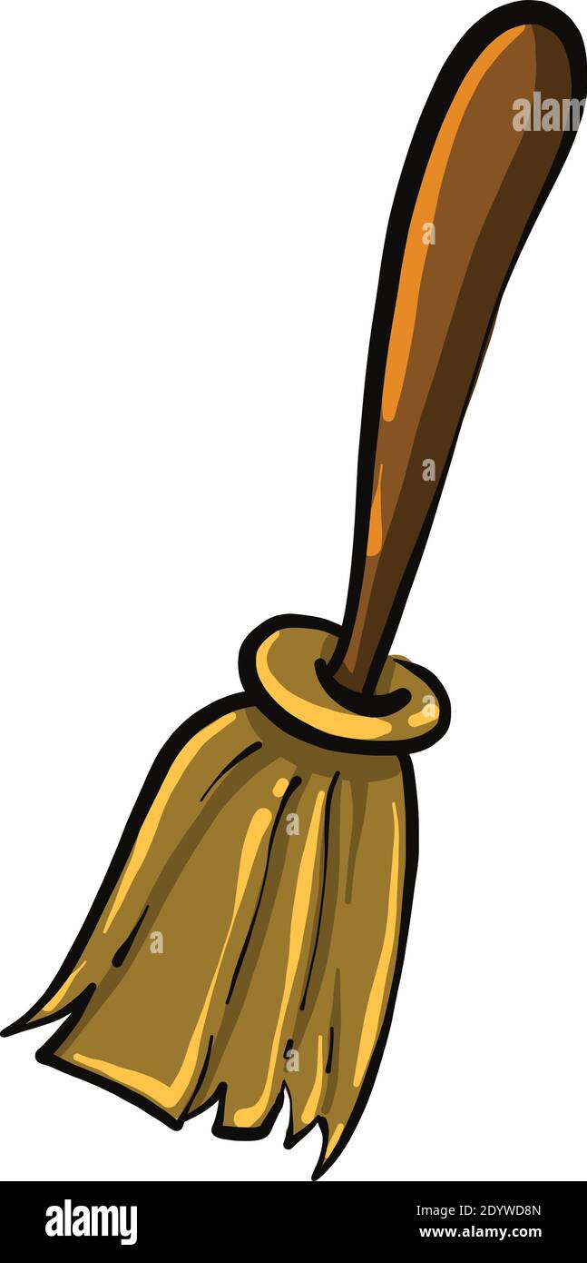 Old broom, illustration, vector on a white background Stock Vector ...