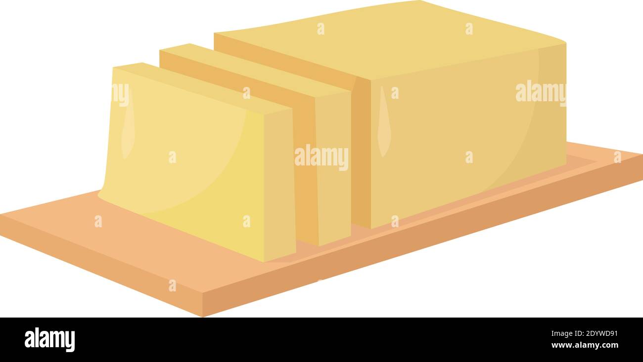 Block of butter, illustration, vector on a white background Stock ...